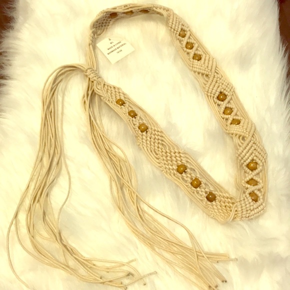 Accessories | Boho Woven Belt Light Tan Size Ml Nwt | Poshmark